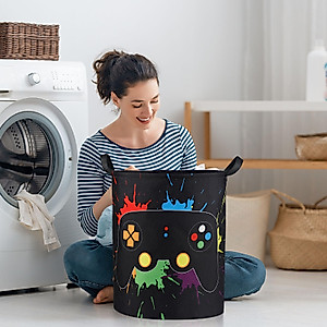Zhehao 2 Pcs Gamer Laundry Basket Boys Hamper Kids Gaming Storage Basket Hamper Clothes Organizer Toy Storage Waterproof Laundry Hamper for Bedroom Bathroom Gamer Room Decor(Stylish)