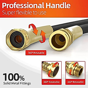 Tckoasis Garden Hose 100ft x 5/8 in Heavy Duty, Flexible and Lightweight Water Hose, Burst 600 psi, Kink-less Hybrid Rubber Hose for Backyard, 3/4'' Solid Metal Fittings