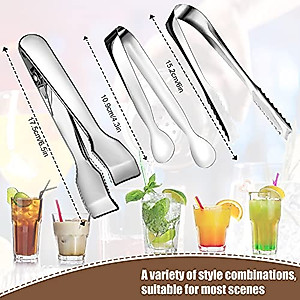 4 Pieces Ice Tongs and Scoops Stainless Steel Ice Cube Tong with Teeth Ice Shovel Scoop Ice Cube Buffet Clip Candy Scoop Food Kitchen Serving Tong Set for Cocktail Whiskey Tea Party