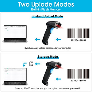 Sumicor Bluetooth Wireless Barcode Scanner with Stand, Handfrees Automatic Scanning & Manual Trigger Hand Barcode Scanner Gun, 1D 2D QR Code DM Scanner Work with Smart Phone, Tablet, PC