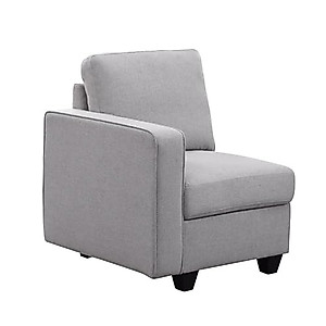 Devion Furniture 5-Seat Modern Fabric Upholstered Reversible Modular Sectional Sofa with 2 Ottomans in Light Gray Finish