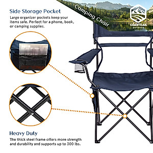 Coastrail Outdoor Sun Shade Folding Camp Chair with Multi-Position Adjustable Canopy SPF 50+ Sun Protection, Portable Design for Sports, Camping, Patio, Navy&Gray