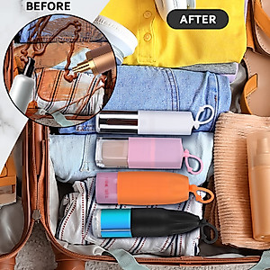 EVELOMO Large Capacity Travel Cosmetic Bag, PU Leather Waterproof Cosmetic Bag, Women Portable Travel Makeup Bag, Multifunctional Makeup Bag Organizer with 4 Silicone Leak Proof Sleeves (Black)