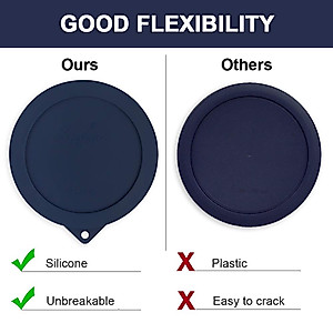 Sophico 4 Cup Round Silicone Storage Cover Lids Replacement for Anchor Hocking and Pyrex 7201-PC Glass Bowls (Container not Included) (Mix) 4 Pack