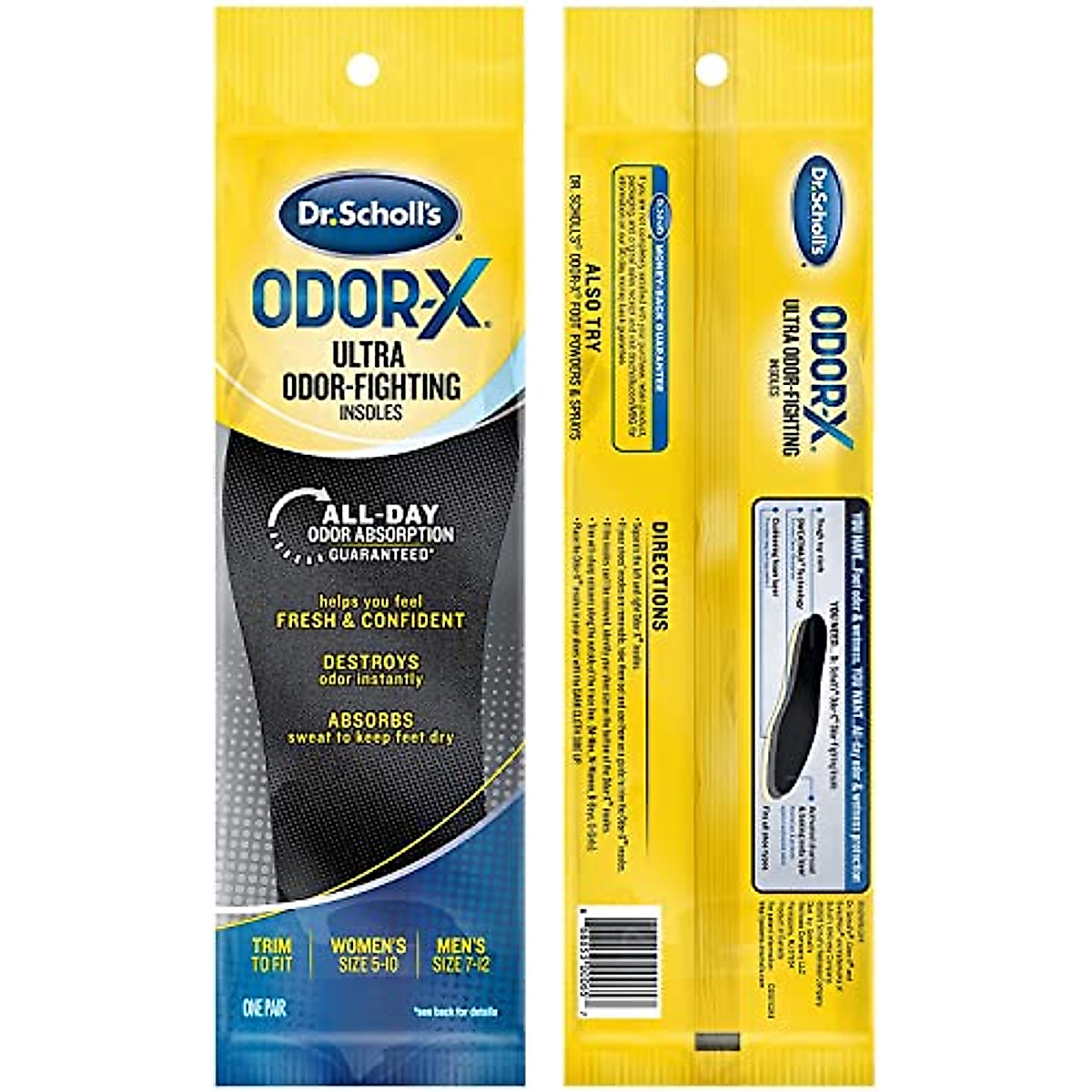 Dr. Scholl's Odor-X, Odor Fighting Insoles, Trim to Fit 1 Pair (Pack of 7)