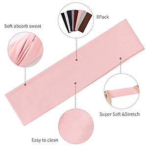 Fishinsea 8 Pack Sport Headbands for Women, Elastic Soft Fabric Non-Slip Hair Bands Hair Warp for Daily Workout Yoga Running Sports