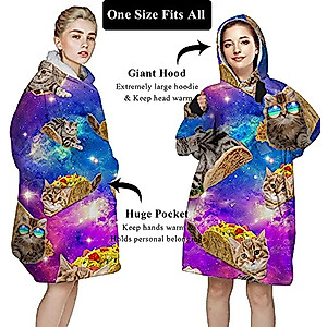 Hafisoe Oversized Wearable Blanket Hoodie,Fleece Sherpa Hooded Blanket Light Microfiber Flannel Sweatshirt Blanket with Pocket for Adult