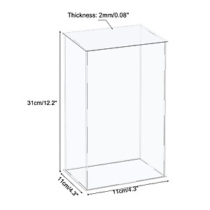 MECCANIXITY Acrylic Display Case Plastic Box Cube Storage Box Clear Assemble Showcase 4.3x4.3x12.2 Inch for Collectibles