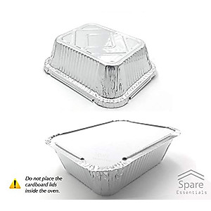 Spare Essentials 55 Pack - Aluminum Pan/Containers with Lids/Foil Containers/Aluminum Pans with Lids/Take Out Containers/Disposable Pans/Aluminum Foil Food Containers/Freezer meals containers (1 LB)