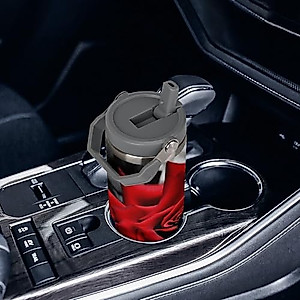 30oz Stainless Steel Insulated Tumbler with Flip Lid & Straw, Leakproof Travel Mug for Car, Black White And Red Roses Double Wall Vacuum Thermal Coffee Cup with Handle, Spill-Proof Design for Hot/Cold