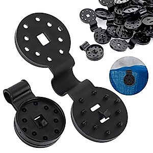 Grevosea 20 Pieces Shade Cloth Clips, Round Plastic Sunshade Clips Black Shade Netting Clips Tarp Clips Attachment and Placement for Sun Shade Net Anti Bird Netting Garden Netting