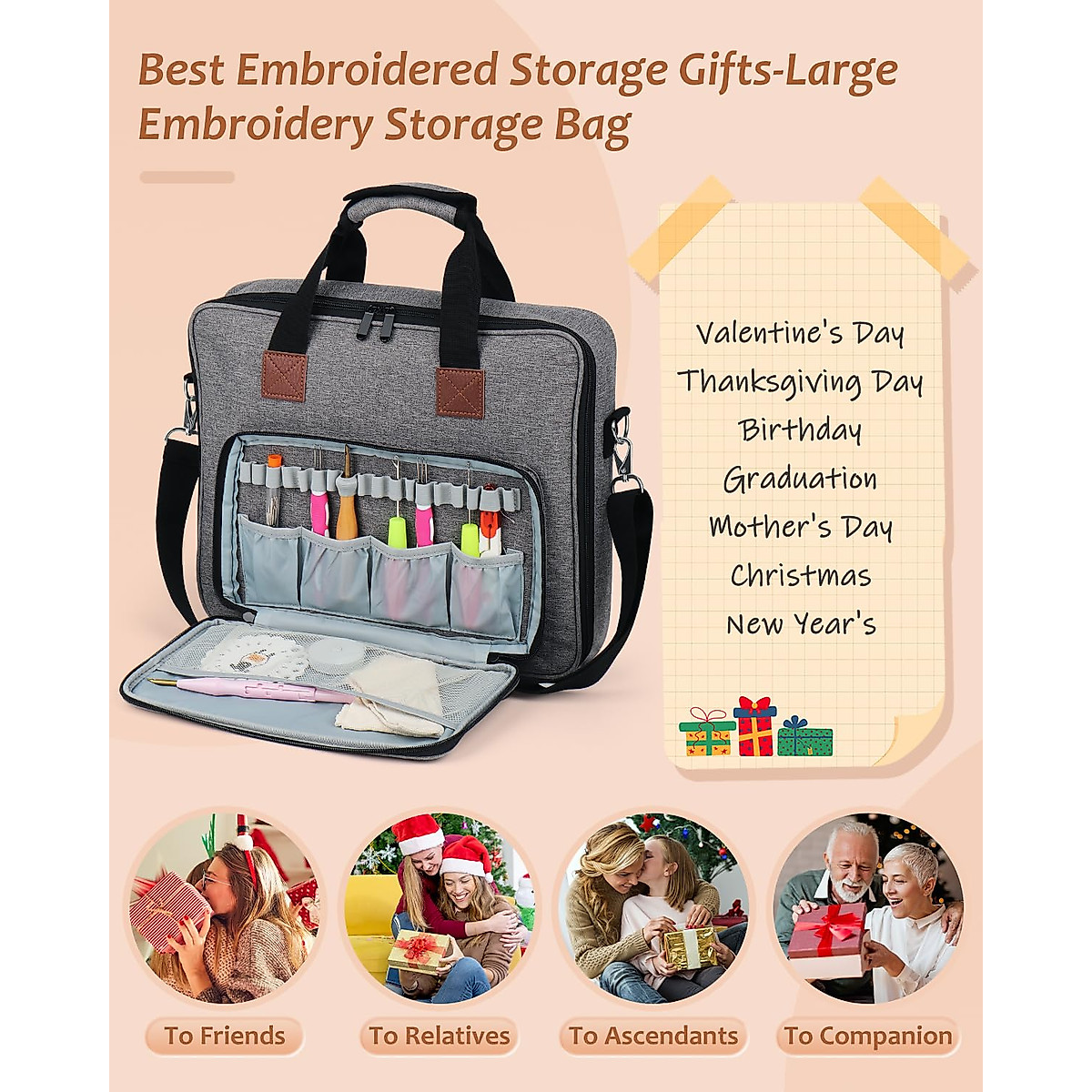 Coopay Hand-held Protective Bag Box for A4 5D DIY Diamond Painting Light Pad, Lots of Pockets & Slots, Waterproof Craft Totes Organizer for Diamond Painting Kit - Ideal Gift for Artists & Beginner