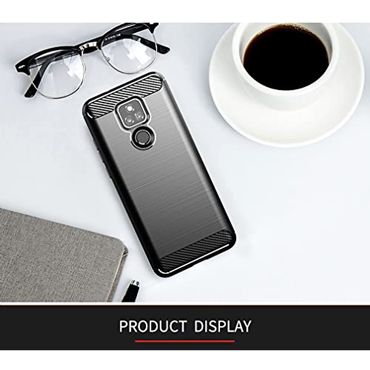 yuanming Compatible with Moto G Play 2021 Case,with HD Screen Protector,Shock-Absorption Flexible TPU Bumper Cove Soft Rubber Protective Case for Motorola Moto G Play 2021 (Black Brushed TPU)