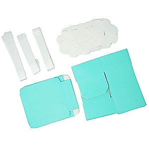 Premium Favor Gift Box for Wedding, Bridal Shower, Birthday and All Events, 4x4x2 Size, 10 Count Per Pack (1-Pack, Robin Egg Blue) - Includes White Satin Ribbons & Paper Flower for Each Box