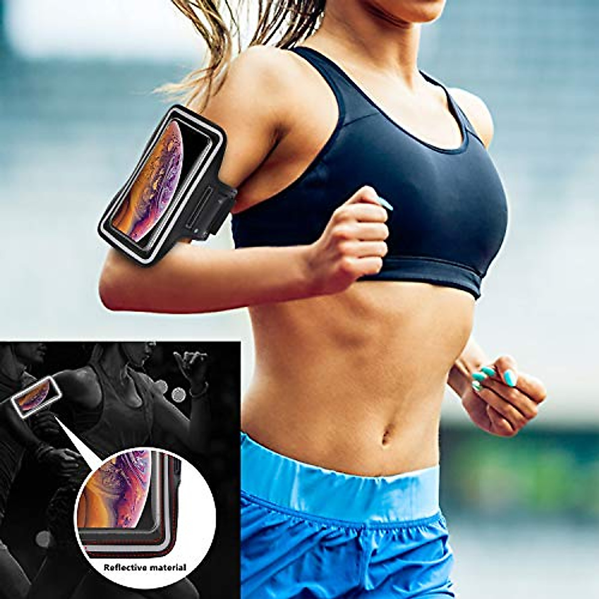 Takfox Cell Phone Armband for Samsung Galaxy S21 Ultra S20 Plus S10+ S9 S8 S7 J7 J3, A01 A11 A21 A51 A71 A10e A20 A30 A50, Stylo 6,K51,K31 Sports Running Workout Phone Holder Card Slots Case-[2 Pack]