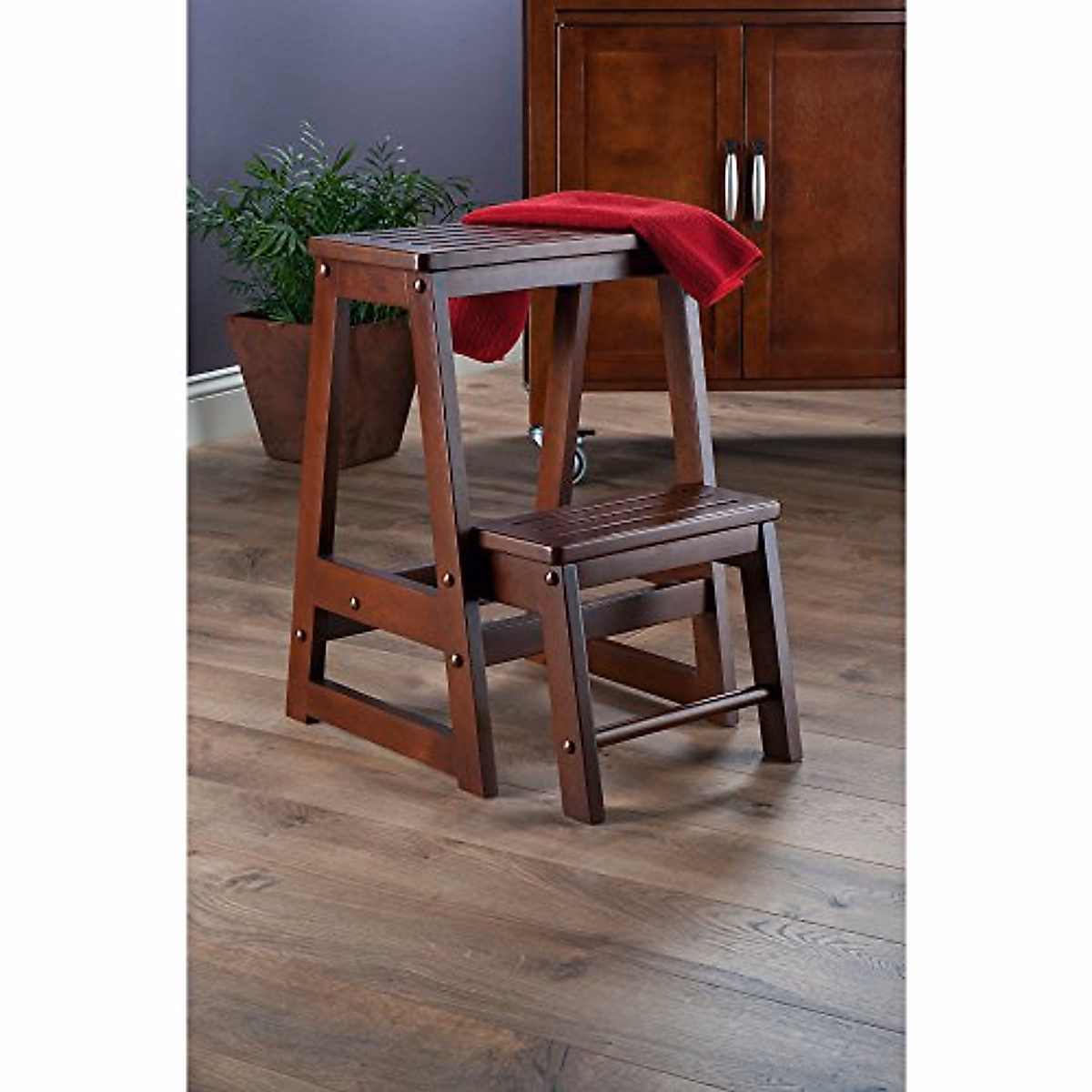 Winsome Wood -WW Stool, Antique Walnut
