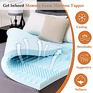 NeuType 3 Inch Memory Foam Mattress Topper Queen Size Mattress Topper 7 Zoned Comfort Cooling Gel Infused Bed Topper CertiPUR-US Certified, Foam Mattress Pad for Pressure-Relieving