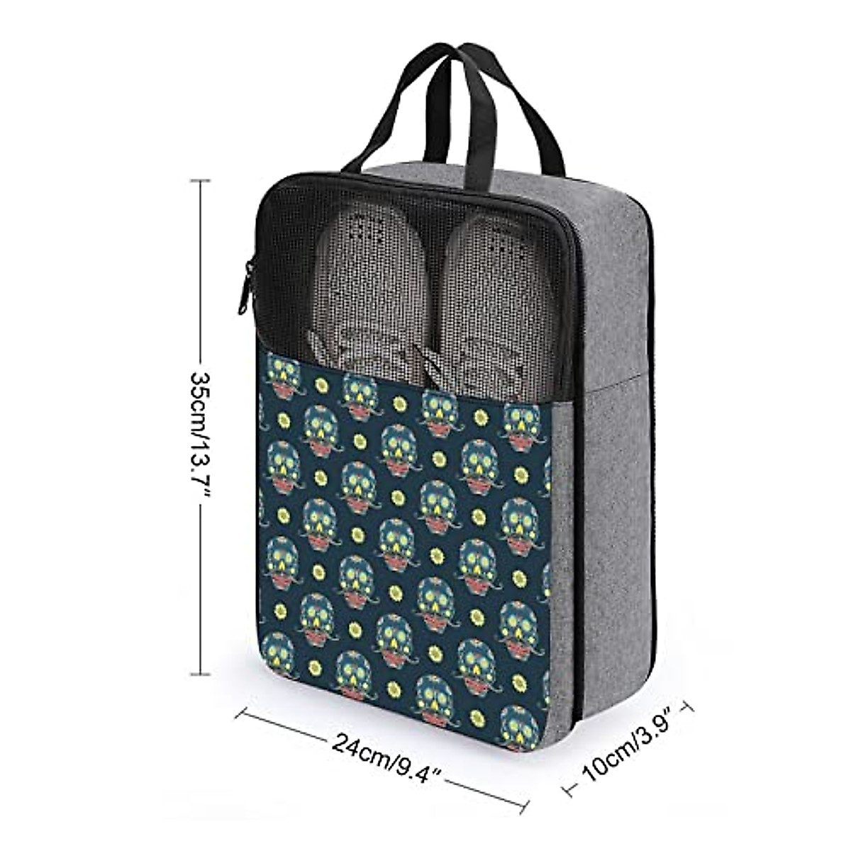 Frcavbin Day of The Dead Sugar Skulls Travel Shoe Bag Shoes Carrier with Handle and Zipper Foldable Shoe Puches Organizer for Home storage School starts