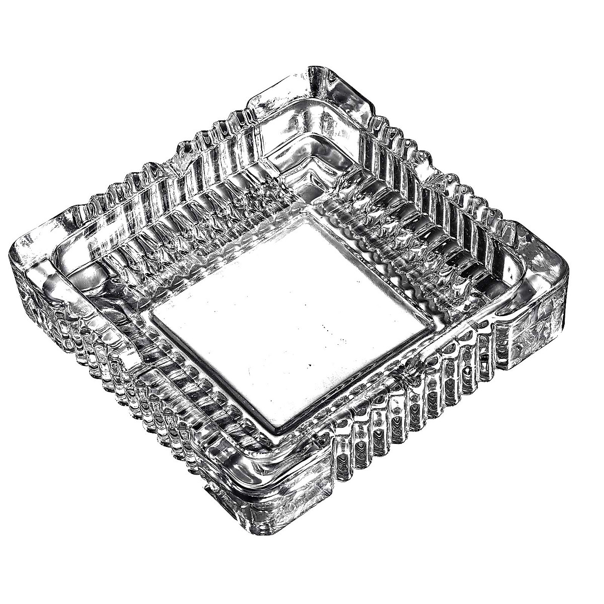 Amlong Crystal Large Classic Square Ashtray 6 inch x 6 inch