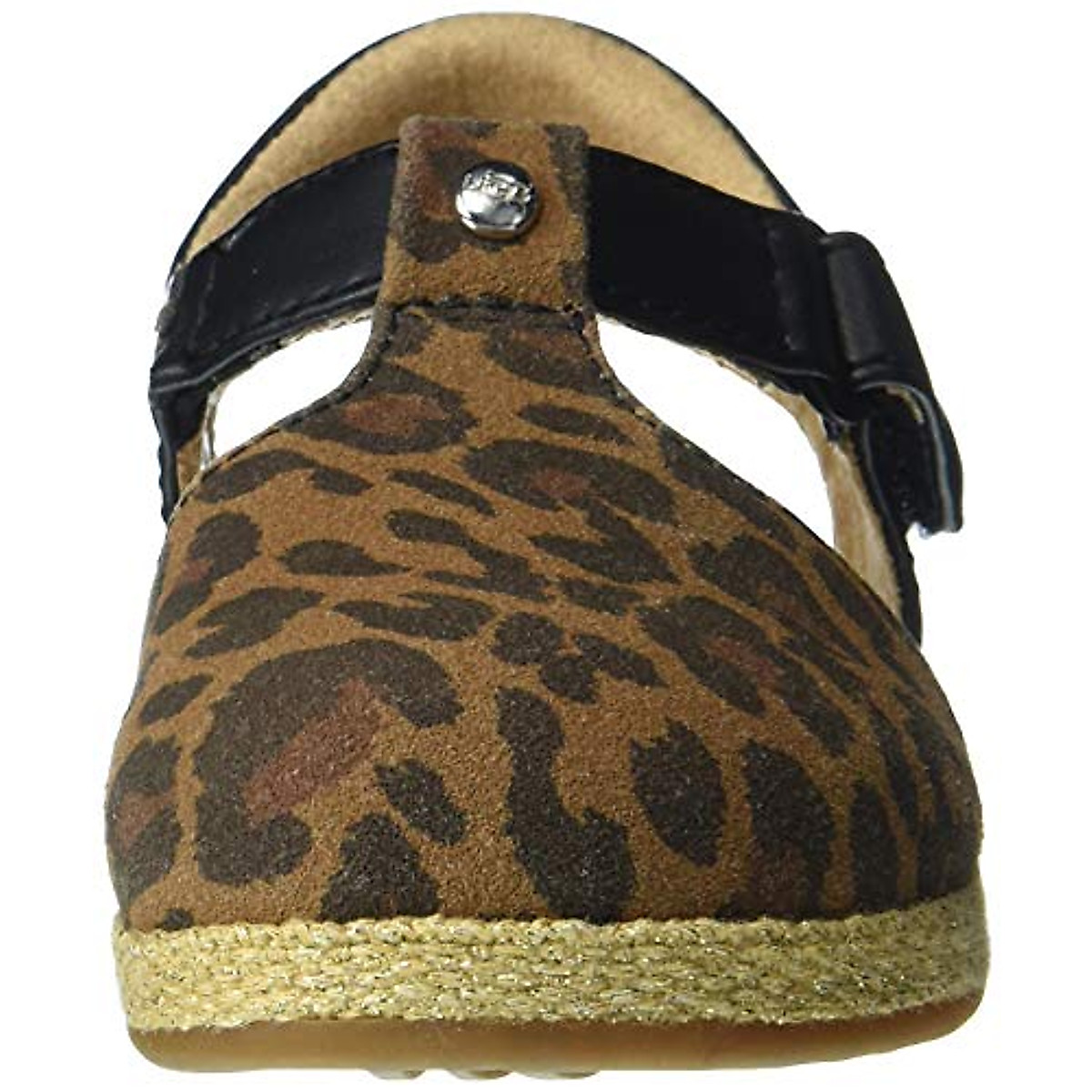 UGG girls I Emmery Leopard Flat Sandal, Tan, 4-5 Infant US