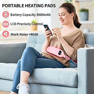Heating Pad,Portable Cordless Heating Pad with 3 Heat Levels and 3 Massage Modes, 5s Fast Heating Pad Cramps Heat Belly Wrap Belt with Vibration Massage for Women and Girl(Pink)