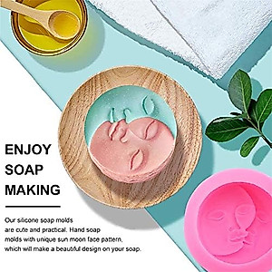 Silicone Molds Circular, Sun and Moon Craft Art Silicone Soap Mold, face Shape Craft Molds DIY Handmade Cake Molds - Soap Making Supplies by JYEOUX