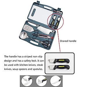 SEFAX BBQ Grill Accessories Tools Set, 10PCS Stainless Steel Grilling Kit for Travel, Picnics, RVs, Camping, BBQs, Parties Grilling Accessories