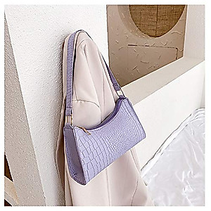 Amazingeverything Bag Purse Shoulder Bag Retro Classic Clutch Croc Tote Bag Shoulder HandBags, Crocodile Purses (Lavender)