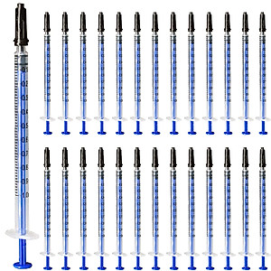 100 Pack Plastic Syringe with Cap, 1ml 1cc Syringe without Needle, Non-Sterile, Not for Injection