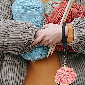 2 Pieces Portable Wrist Yarn Holder | Yarn Ball Holder | Yarn Minder | Yarn Storage | Wood Yarn Holder | Yarn Holder with Leather Wrist Strap | Yarn Holder for Knitting | Knitting Supplies