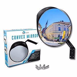 Kiloxa Safety Traffic Mirror, 12" Acrylic Mirror, Concave/Convex Mirror, Corner Blind Spot Mirror, Office Security Mirror Indoor,Outdoor Parabolic Mirror