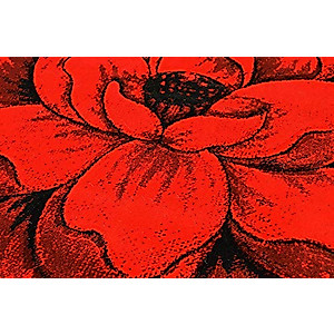 Flowers 3D Effect Hand Carved Thick Artistic Floral Flower Rose Botanical Shape Area Rug Design 301 Red 5'3''x5'3'' Round