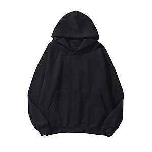 SAFRISIOR Oversized Hoodies for Women and Men Couples Fleece Basic Solid Hooded Sweatshirt Pullover Jackets Black