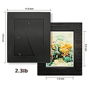 Eosglac 8x10 Picture Frame Distressed Black, Timbermount Rustic Photo Frame with Wood Siding Look, Tabletop or Wall Display
