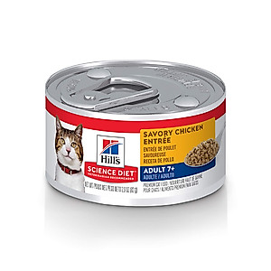 Hill's Science Diet Adult 7+, Senior Adult 7+ Premium Nutrition, Wet Cat Food, Chicken Minced, 2.9 oz Can, Case of 24
