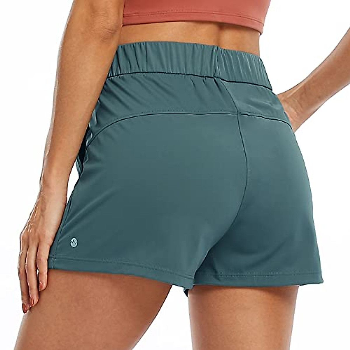 Willit Women's Shorts Hiking Athletic Shorts Yoga Lounge Active Workout Running Shorts Comfy Casual with Pockets Mallard Green L