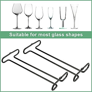 Warmery 4 Pack Wine Glasses Hanging Rack, Black Stemware Rack Holder Under Cabinet, Metal Wall Mount Wire Hanging Rack Storage Hanger Organizer with Screws for Kitchen Bar (10.3in)