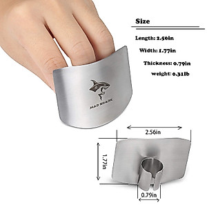 MAD SHARK Chef Finger Guards for Cutting with Gift Box, 2pcs Premium 304 Stainless Steel Finger Protectors for Cutting, Slicing and Chopping Vegetables, Fruits and Meat, Avoid Hurting Kitchen Tools