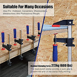 WORKPRO 6-Inch Steel Bar Clamps Set, 2-pack Quick-Release Clutch Style Bar Clamps, 600 Lbs Load Limit, for Woodworking, Metalworking, and DIY