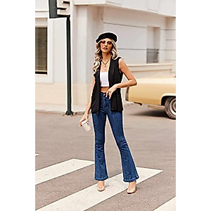 Zeagoo Women Casual Sleeveless Oversized Lapel Blazers Open Front Solid Work Office Jacket Blazer Black XXL