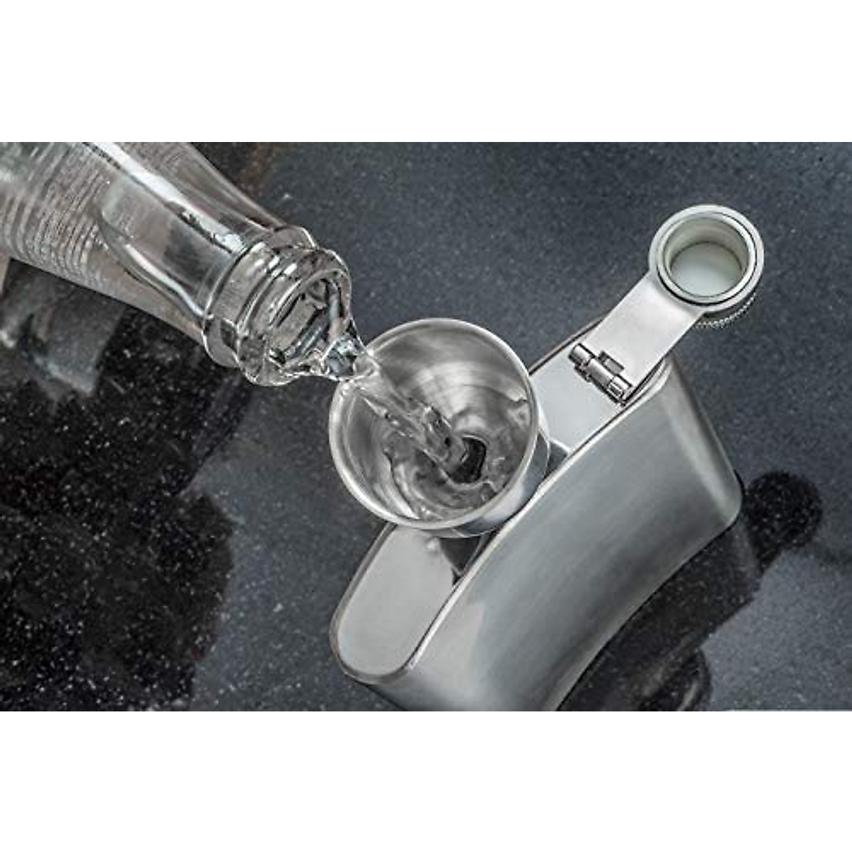 SE Stainless Steel Funnel for Flasks, Small Metal Funnel for Filling Drinking Liquor Flask, Transferring Oil, Juice, Milk, Attached Screw-On Cap