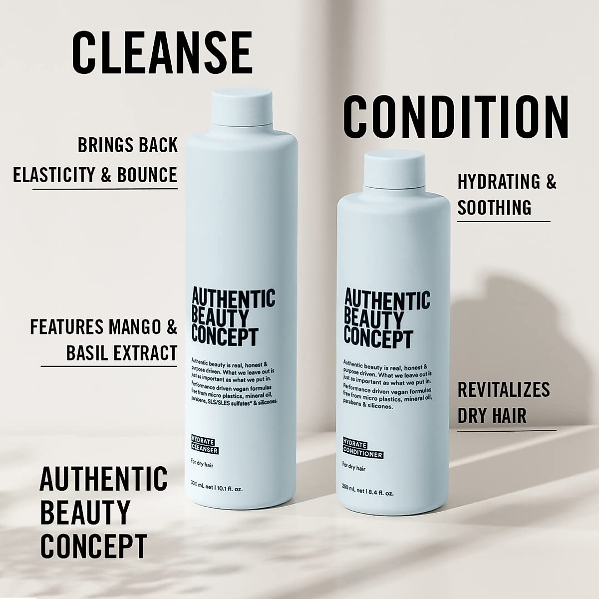 Authentic Beauty Concept Hydrate Cleanser | Moisturizing Cleansing Shampoo | Normal To Dry or Curly Hair | Vegan & Cruelty-free | Sulfate-free | 10.1 fl. oz.