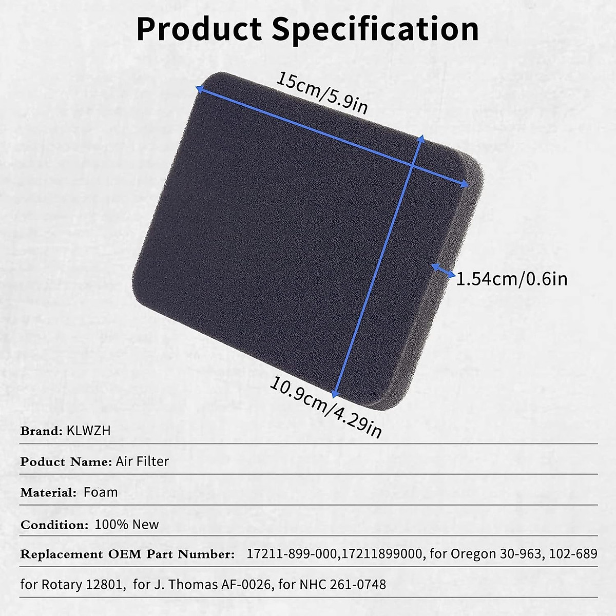 KLWZH 17211-899-000 Air Filter for Honda Generator EB3000 EB3500 EB3800 EM3000 EM3500 EM3800 EB4000 EB5000 EB6500 EM4000 EM5000 EM6000 EM6500 EW140 GX390 GX340 GX240 GX270 Engine