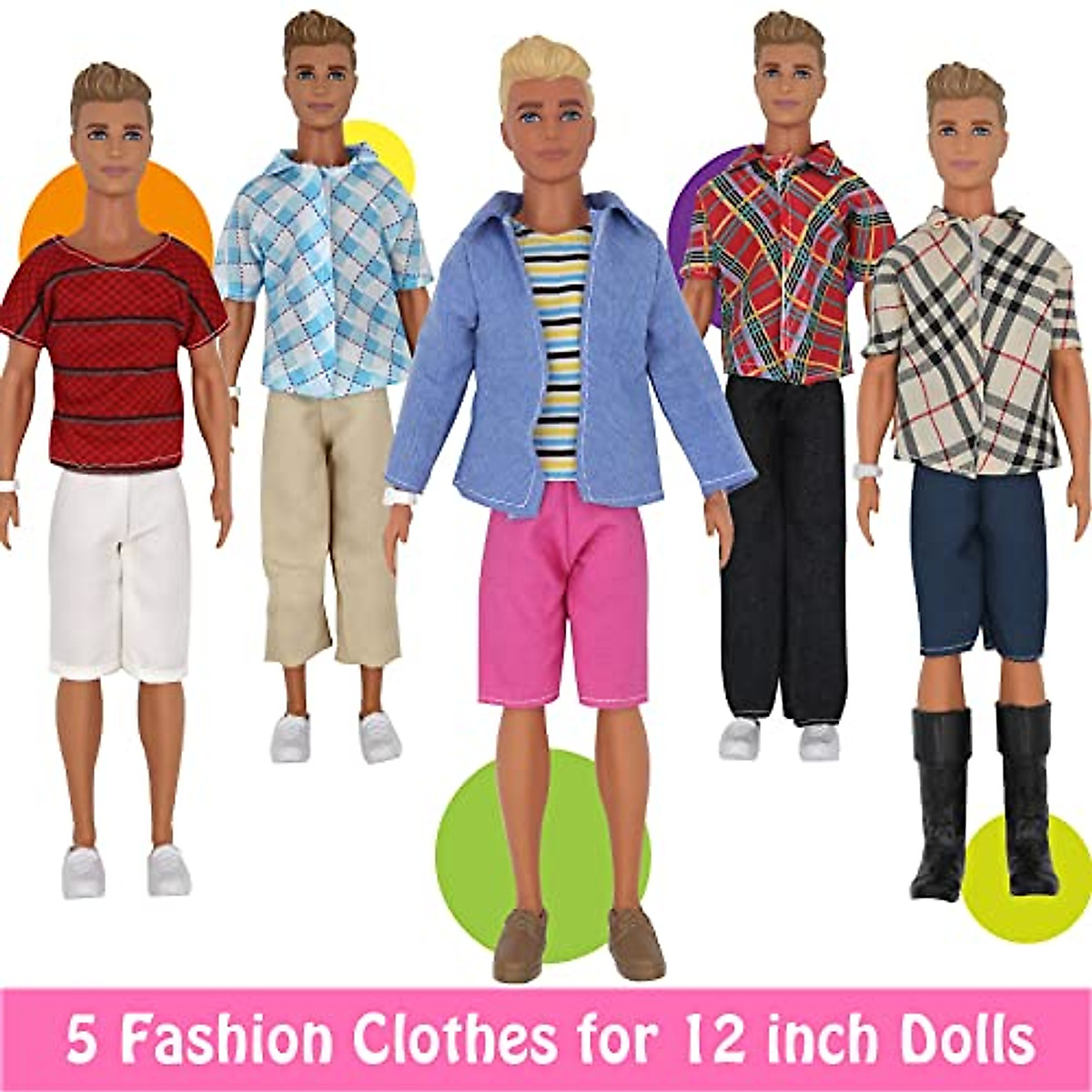 ZTWEDEN 33Pcs Doll Clothes and Accessories for 12 Inch Boy and Girl Doll, Includes 20 Wear Clothes Shirt Jeans Suit and Wedding Dresses, Glasses Earphones Dog and Bike for 12'' Boy Girl Doll