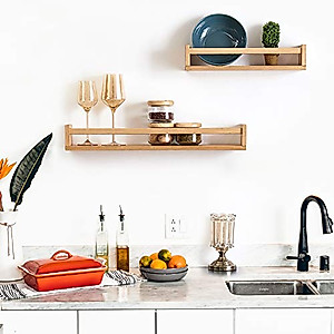 INMAN Floating Shelves, Wall Mounted Nursery Shelf-Wood Bookshelf Wall Shelves for Kitchen Spice Rack Bedroom and Living Room Baby Nursery Decor, 27.5 Inch,Natural