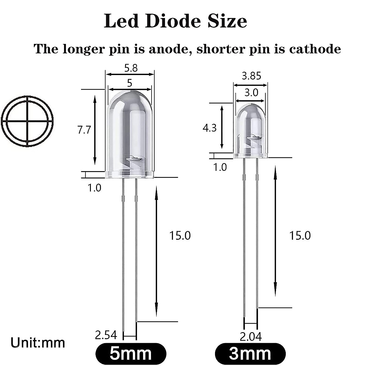 100 Pcs Led Diode Kit, YIWANSON Small 5mm Single Clear Light Electronics Micro Lamp 2V Arduino Lighting Kit for Models, Science Project, Circuit Board, Christmas Lights Decor, Green, 5mm Green