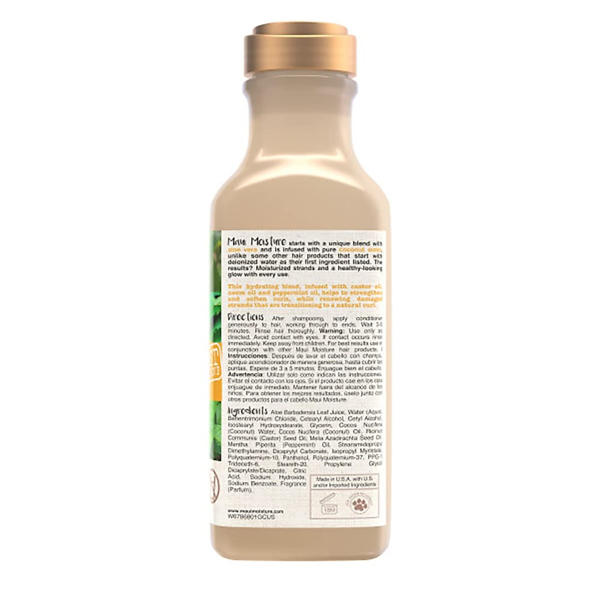 Maui Moisture Strength & Length + Castor & Neem Oil Conditioner, Curly Hair Product for Dry, Damaged Hair, 13 Fl Oz