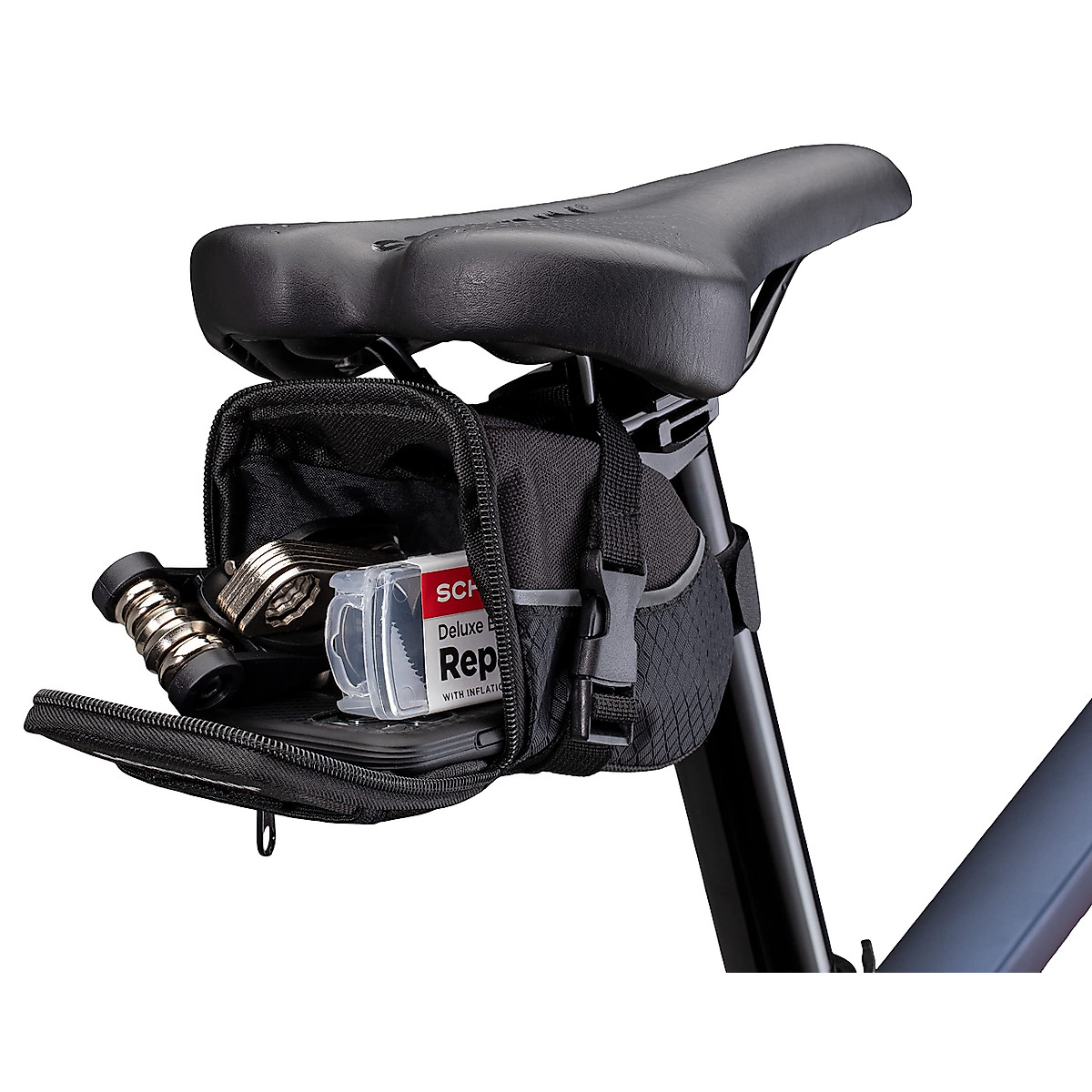 Schwinn Bike Bag, Pannier and Storage, Easy to Attach, Hold Cell Phones, Snacks, Wallet, Mounted Bicycle Accessories Seat Pack, Black