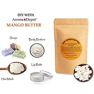 Aroma Depot 2 lb / 32 oz Raw Mango Butter Unrefined 100% Natural Pure Great for Skin, Body, Hair Care. DYI Body Butter, Lotions, Creams Reduces Fine Lines, Wrinkles, used for eczema psoriasis