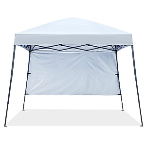 ABCCANOPY Outdoor Pop Up Canopy10x10 Beach Camping Canopy with 1 Sun Wall, Bonus Backpack Bag, Stakes and Ropes, White